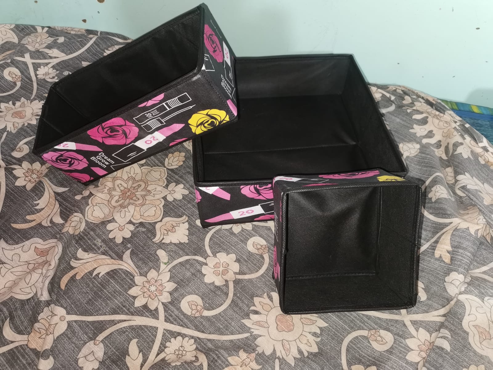 Storage Box Organizer Set of 3 for Wardrobe & Dressers, Fabric Box ...