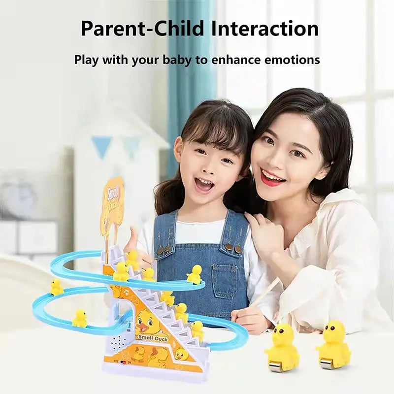 Electric Duck Climbing Stairs Tracks Slide Toy Set For Kids – darvaza.pk