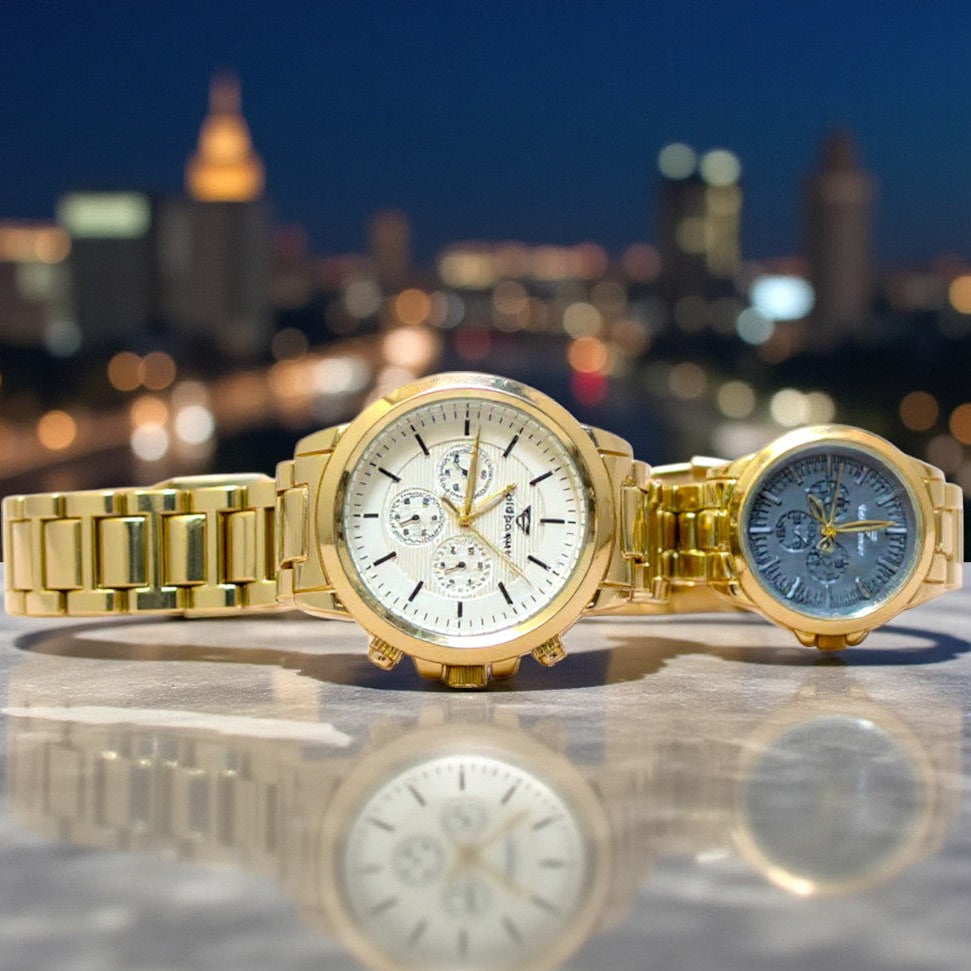 Gold TimeBond Couple Watches – darvaza.pk