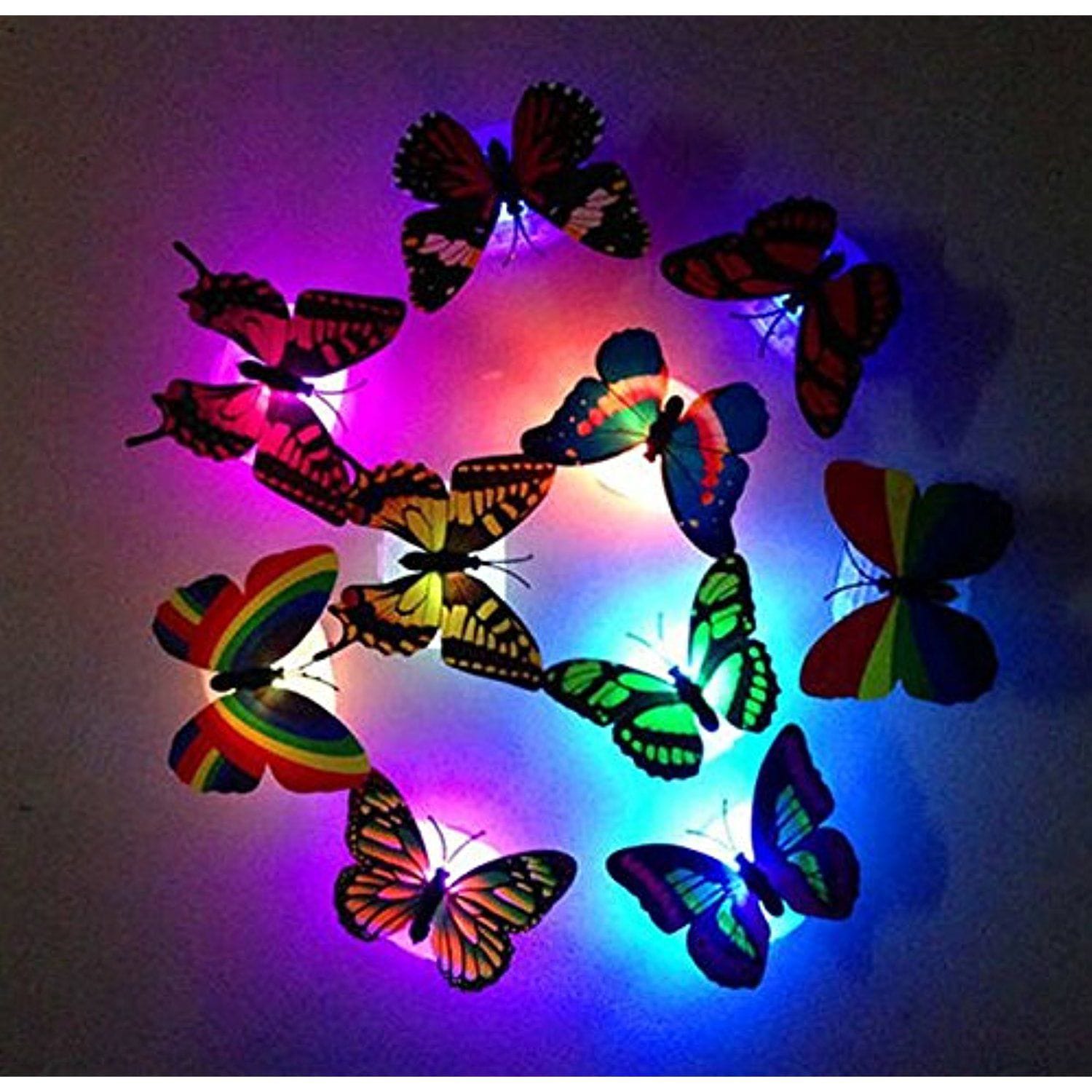 Pack Of 10 Imported Butterfly Stickers With LED As Beautiful Butterfly ...