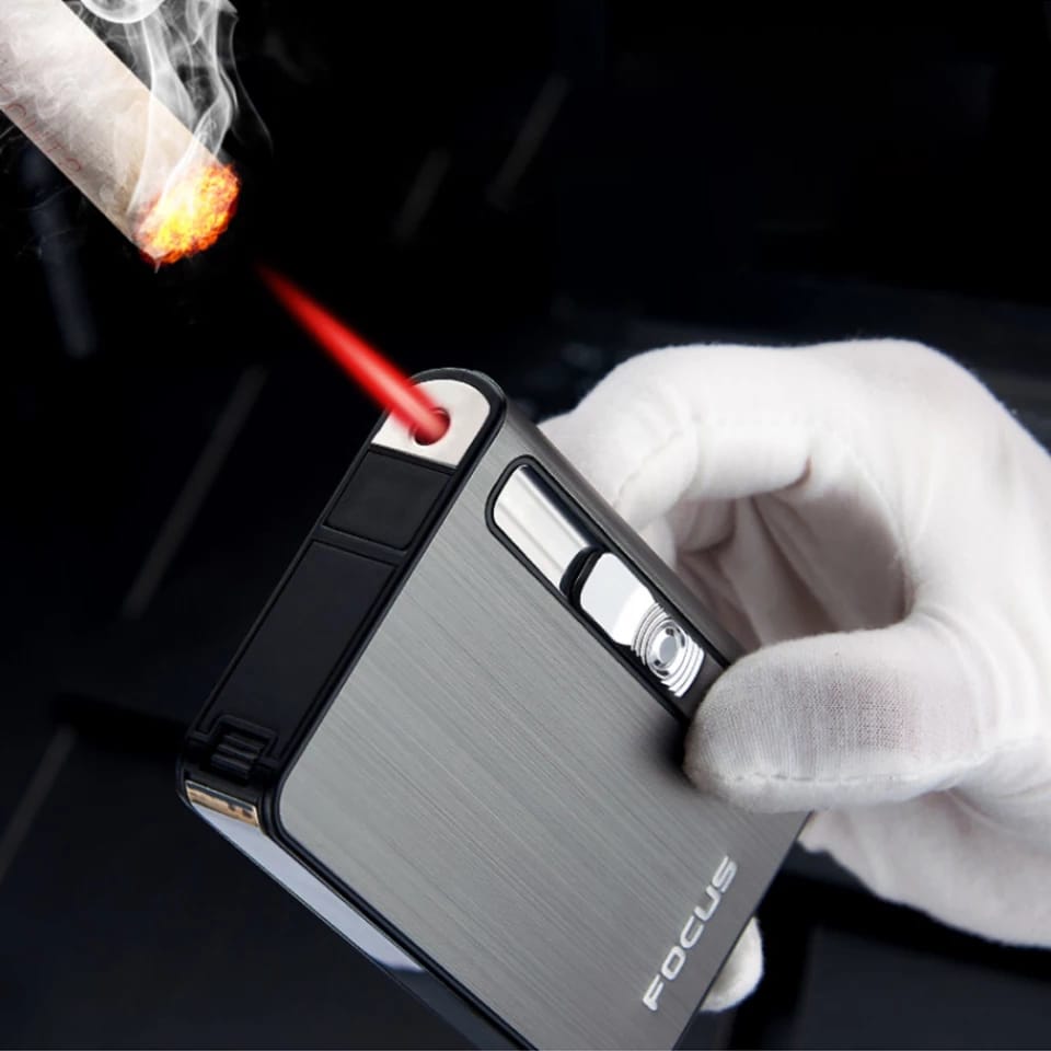 Focus Fancy Cigarette Case with Gas Lighter – darvaza.pk