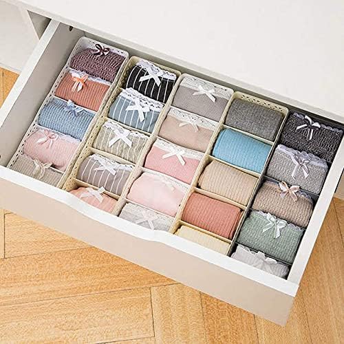 (Pack of 2) Plastic 5 Grids Storage Box Organizer Wardrobe Basket ...