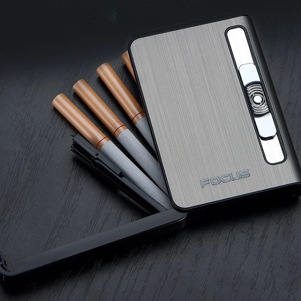 Focus Fancy Cigarette Case with Gas Lighter – darvaza.pk