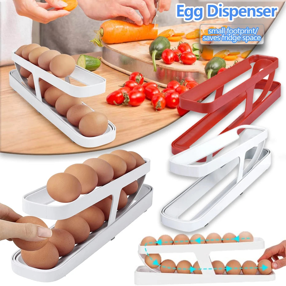 Egg Holder Dispenser With Automatically Rolling and Space Saving Egg T ...