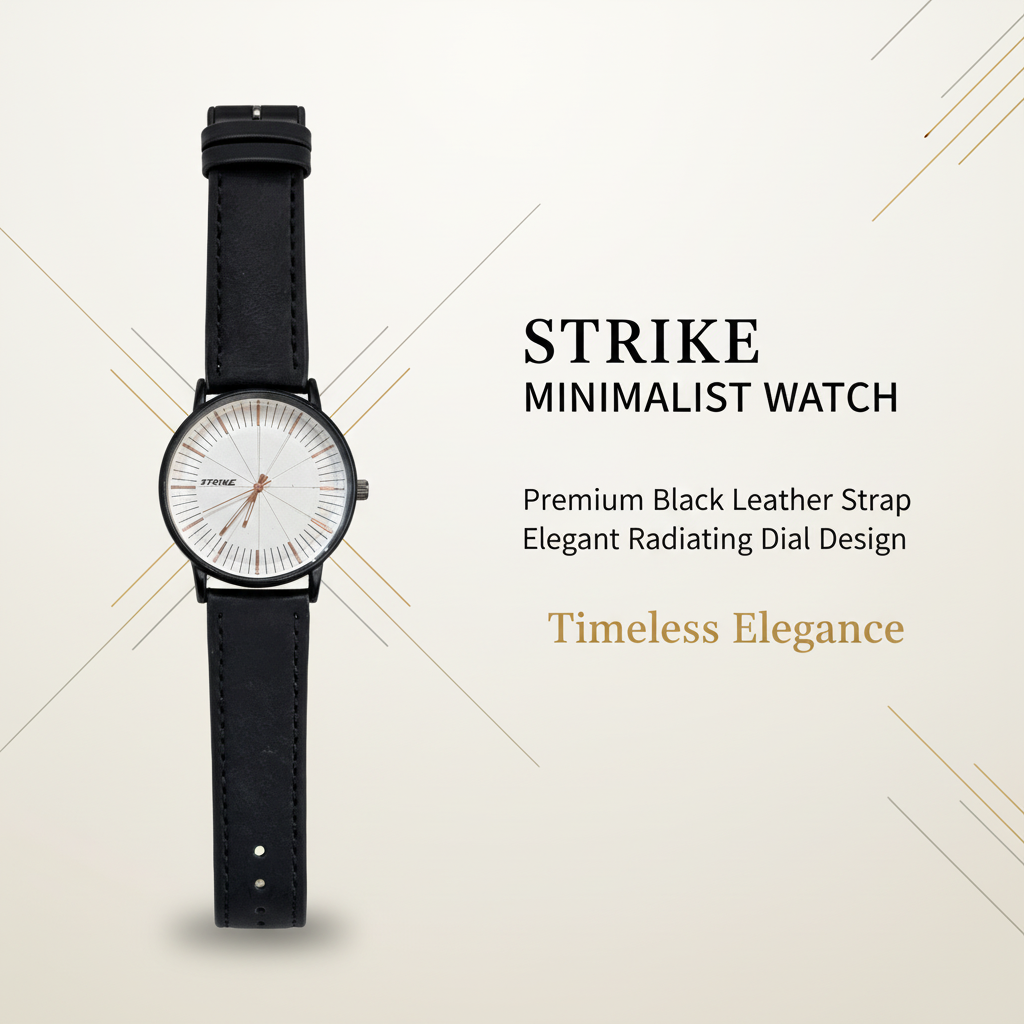 Strike Black Strap with White Dial Men Watch – darvaza.pk