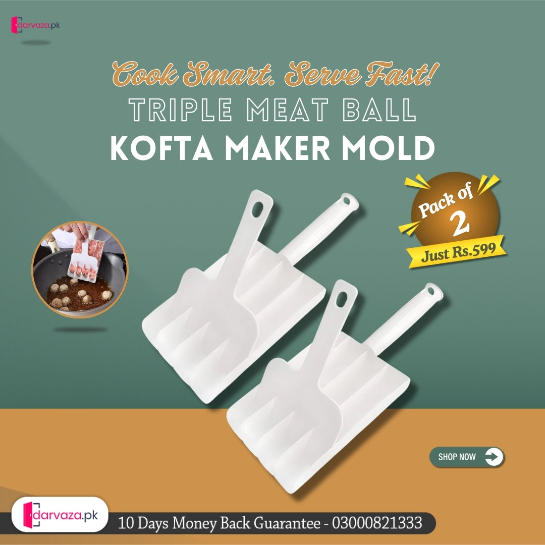 (Pack of 2) Plastic Triple Easy To Use Meat Ball Kofta Maker Mold for ...