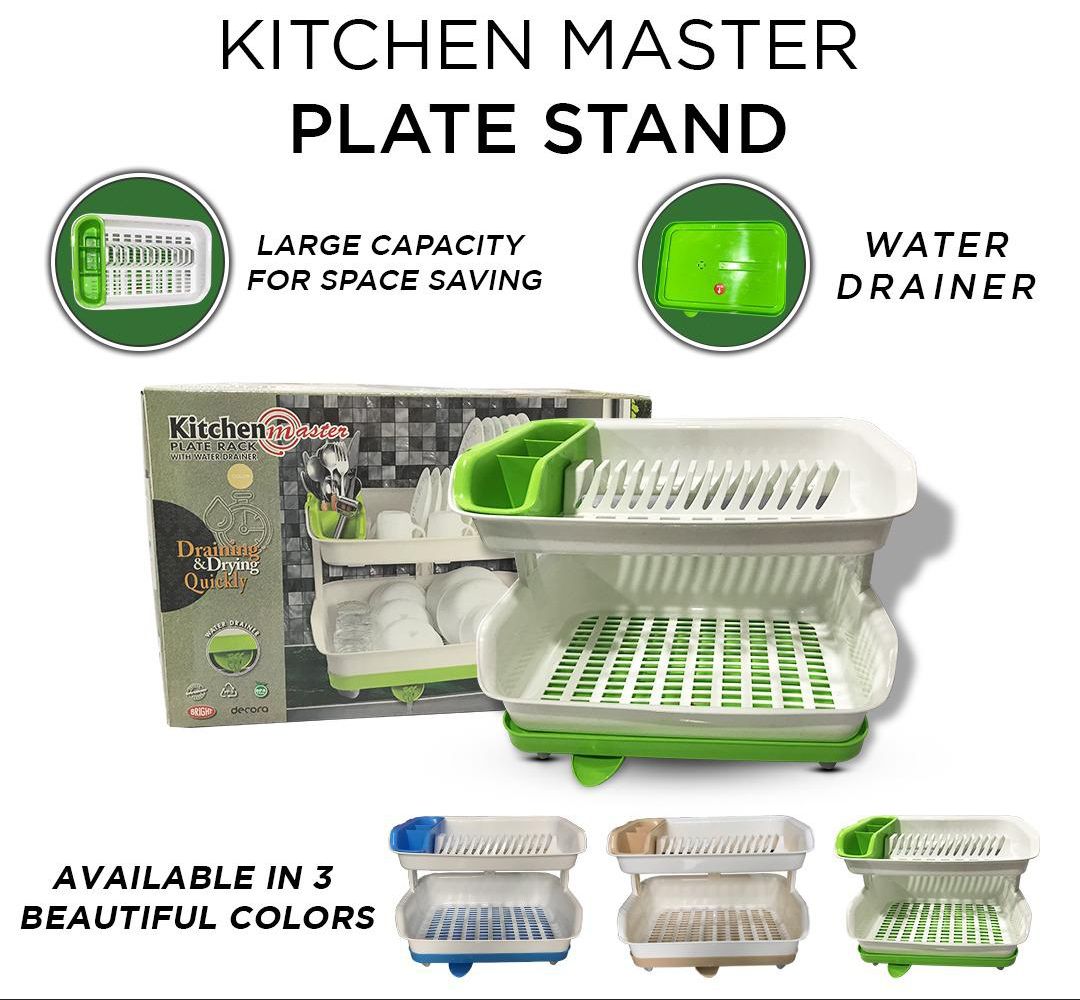 Portable Master Plastic Double Layer Utensils Dish Drainer Plate Stand ...